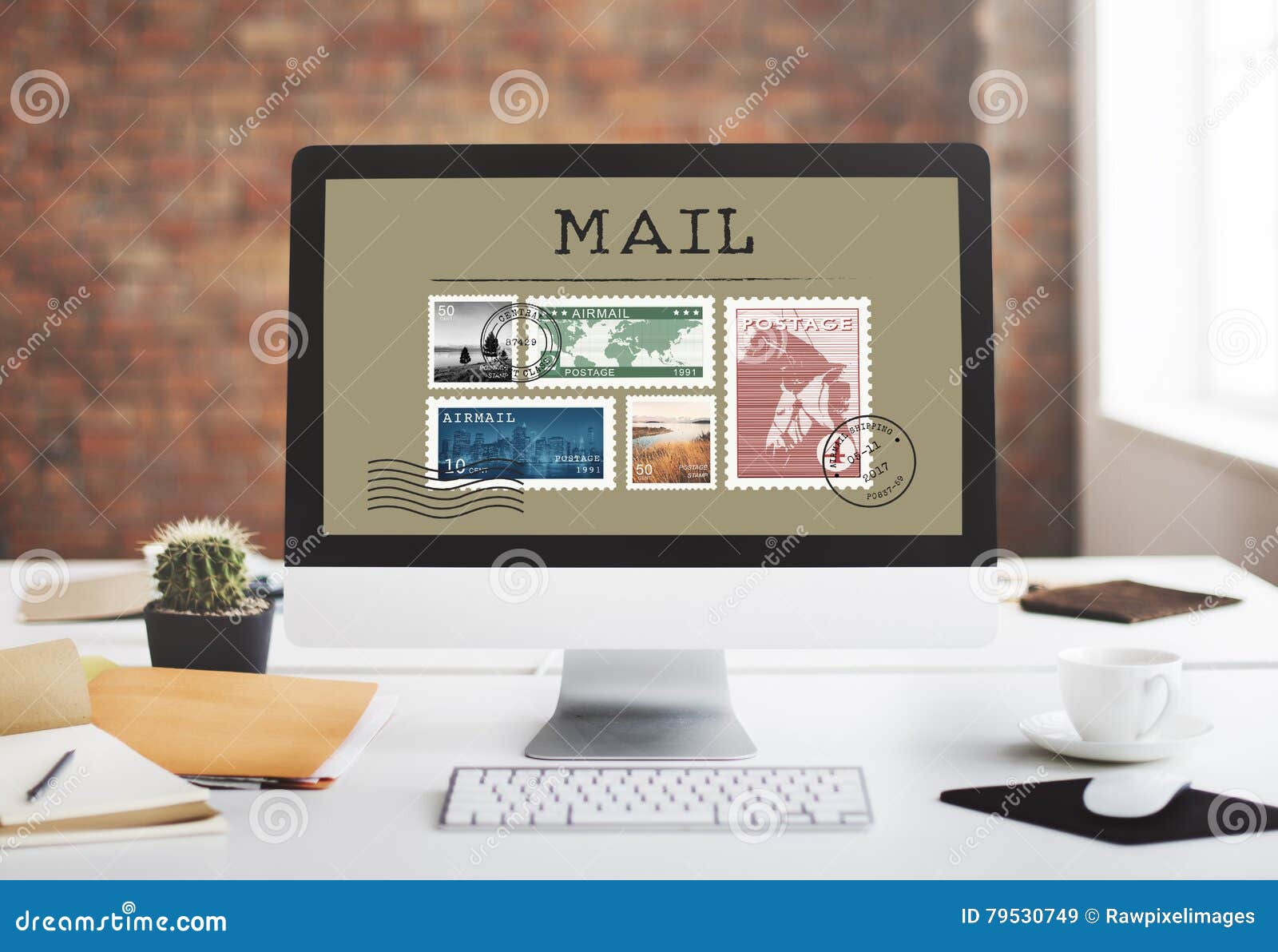 Postal Postage Mail Package Stamp Concept Stock Image - Image of card ...