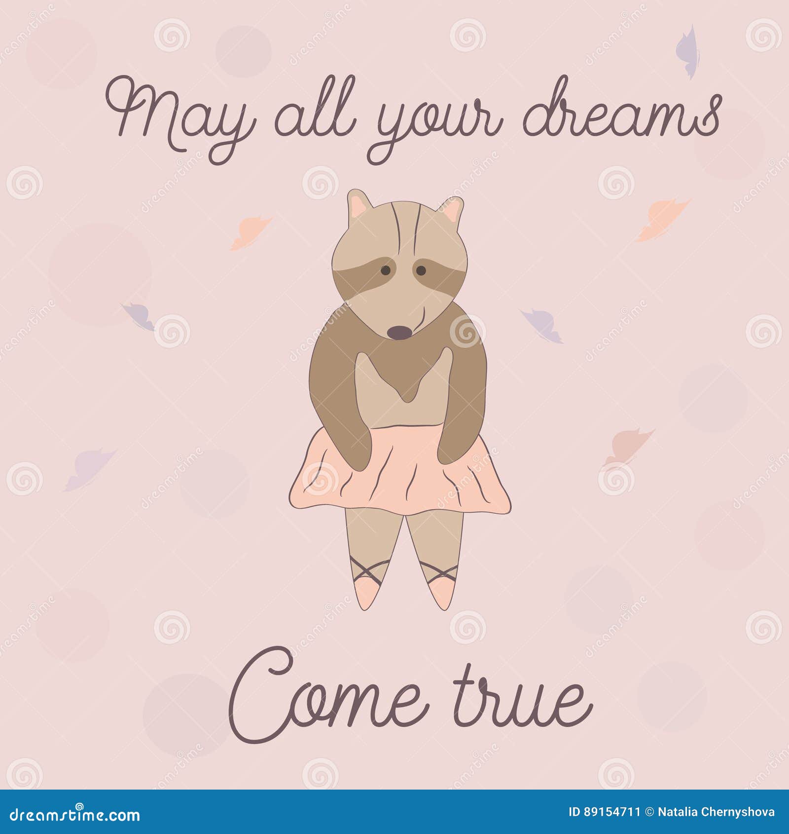 Postal Preciosa Con Mapache Lindo Ilustración del Vector - Ilustración ...