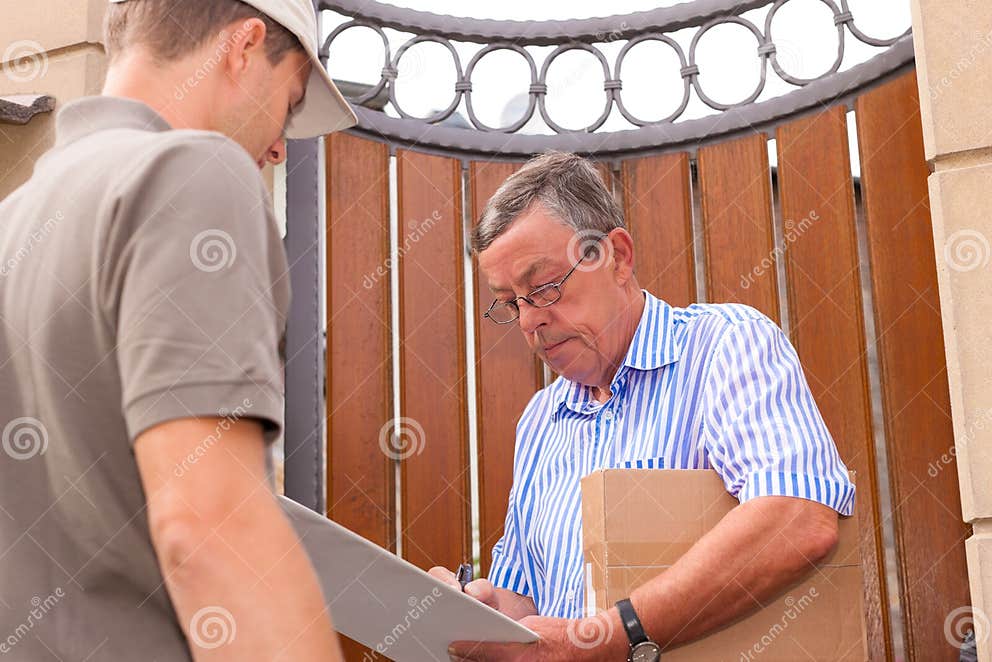 Postal Service - Delivery of a Package Stock Image - Image of mail ...