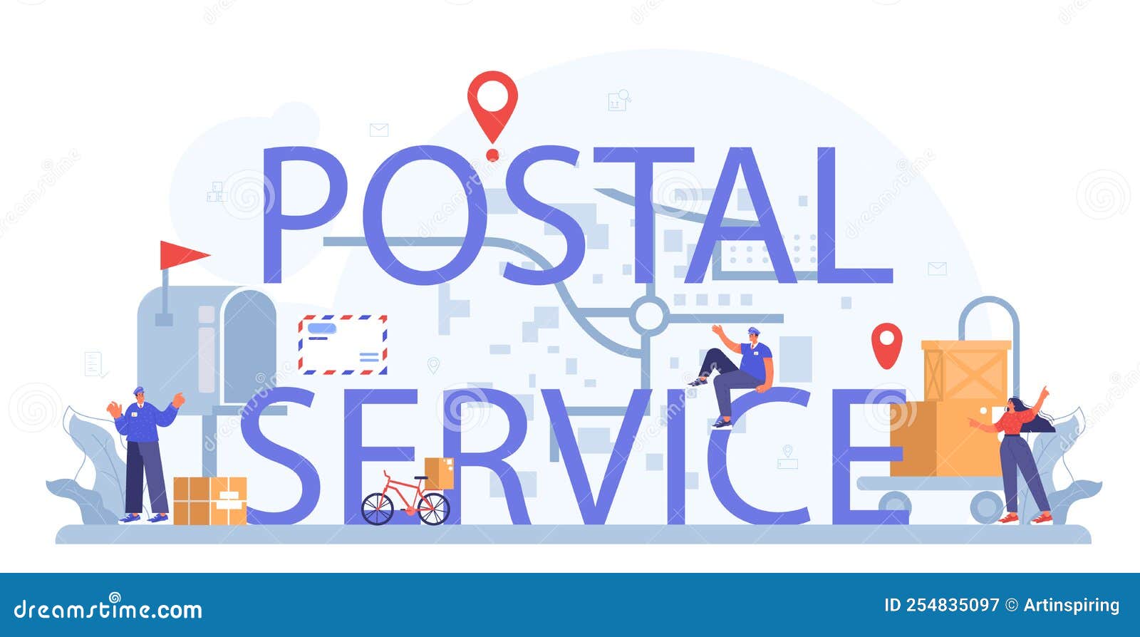 Postal Service Typographic Header. Postman Providing Mail Service Stock ...