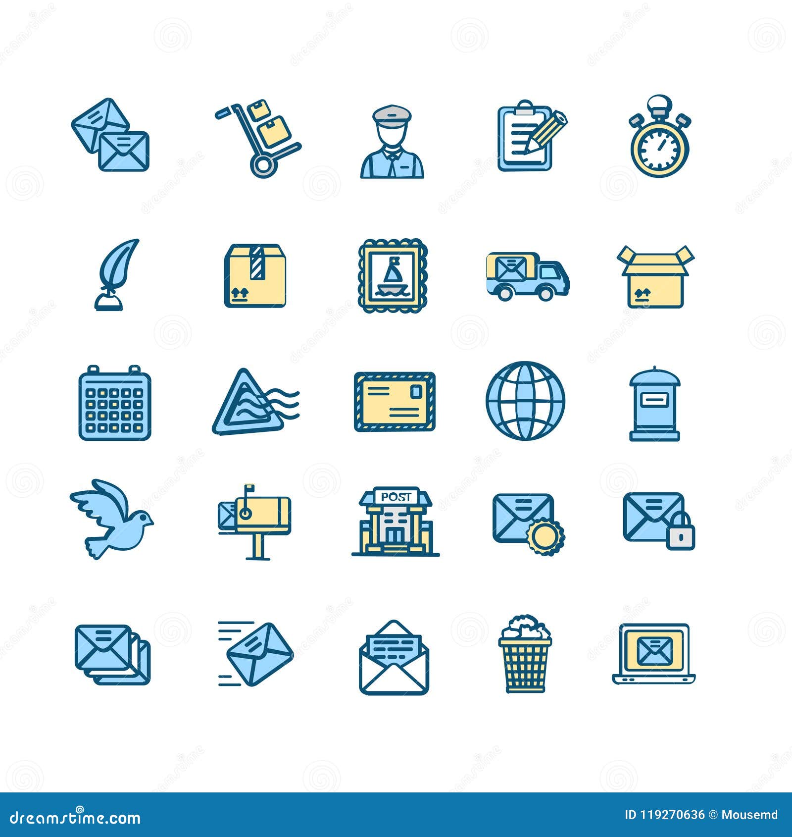 Postal Signs Color Thin Line Icon Set. Vector Stock Vector ...