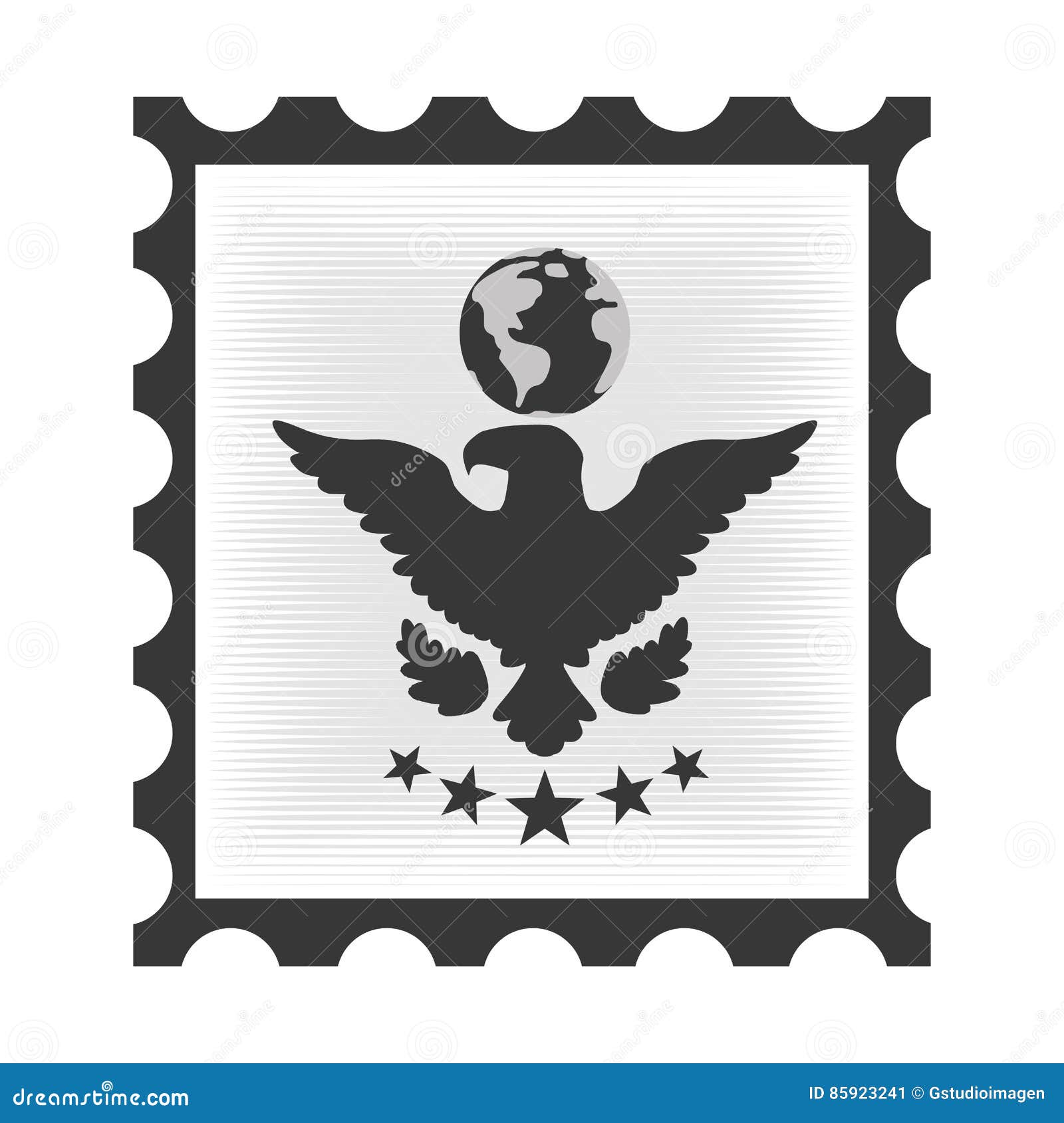 Postal stamp with eagle stock vector. Illustration of emblem - 85923241