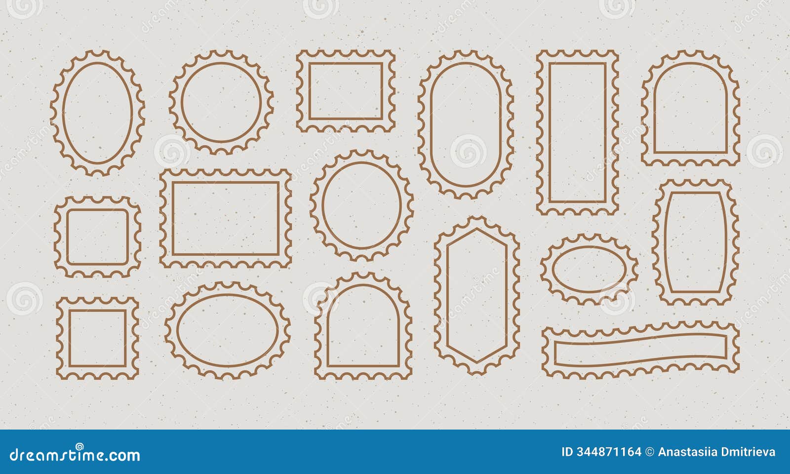 Postal Stamp Vector Outline Frames Set. Postage Shapes Border Stock ...