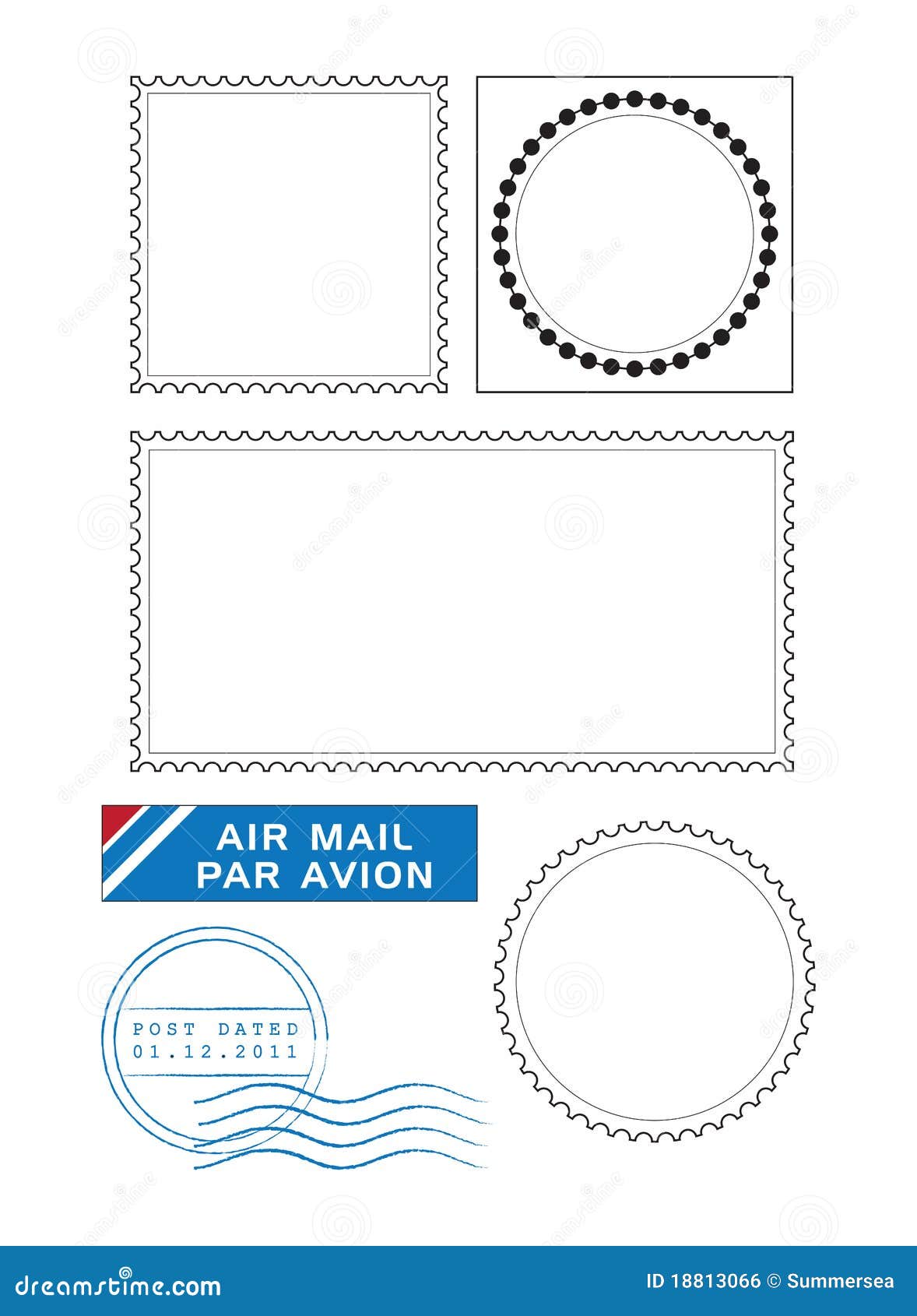 Postal Stamps Template Vector Stock Vector - Illustration of line, post ...