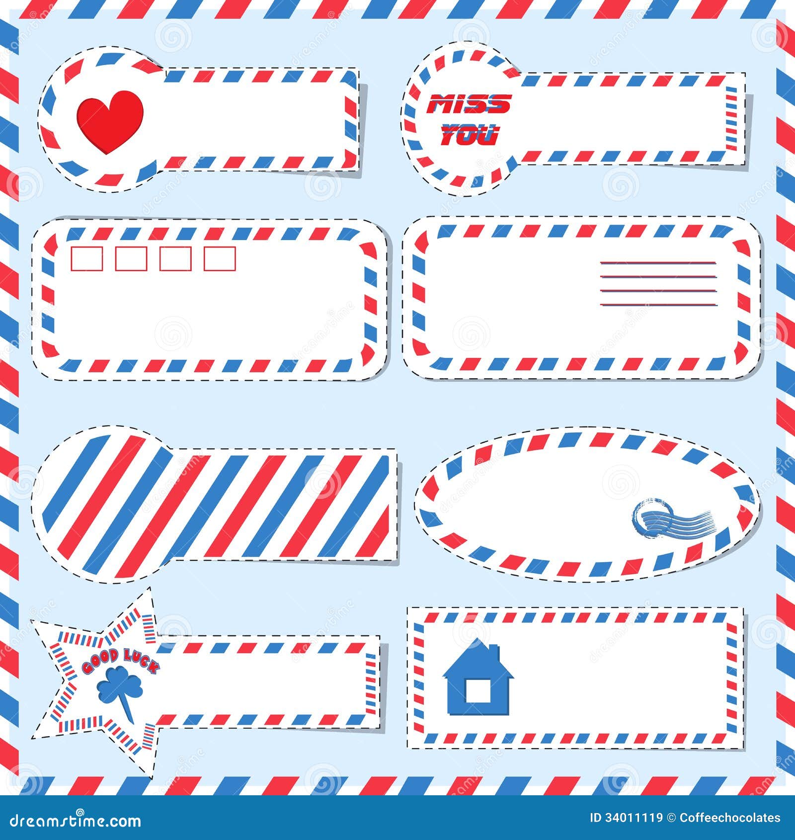 Postal stickers vector stock vector. Illustration of frame - 34011119