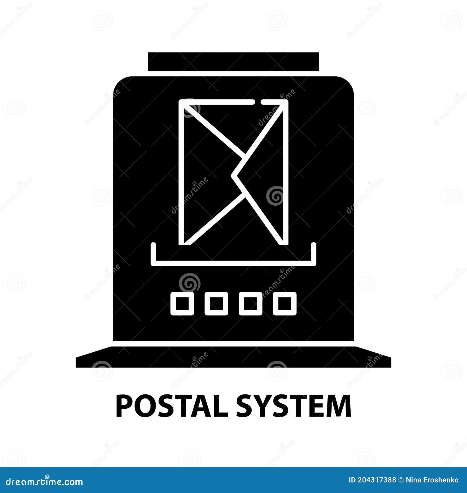 Postal System Icon, Black Vector Sign with Editable Strokes, Concept ...