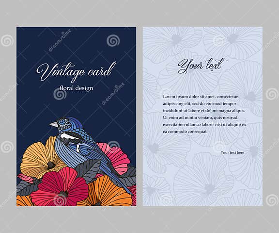 Postal Vector-echada a Un Lado Con Un Estampado De Flores Ilustración ...