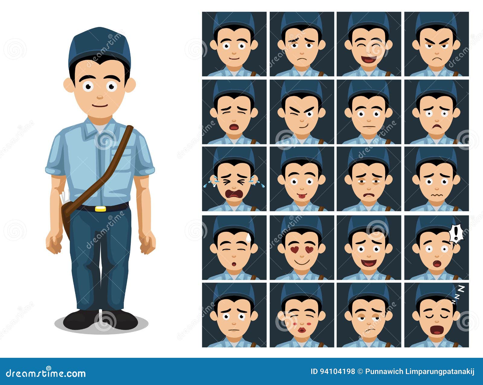 Postal Worker Cartoon Emotion Faces Vector Illustration Stock Vector ...