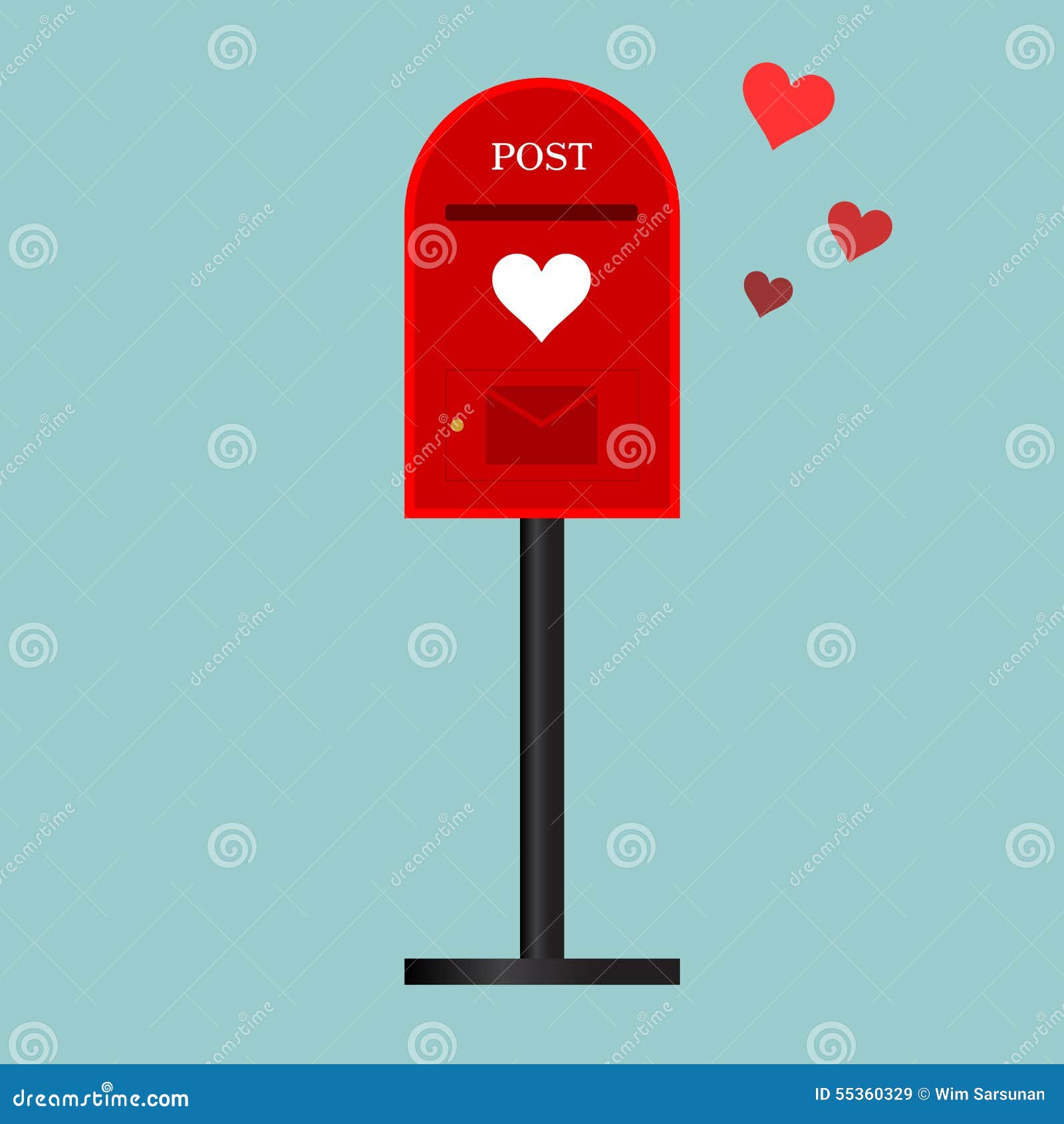 Postbox with Love Background Stock Vector - Illustration of send, amour ...