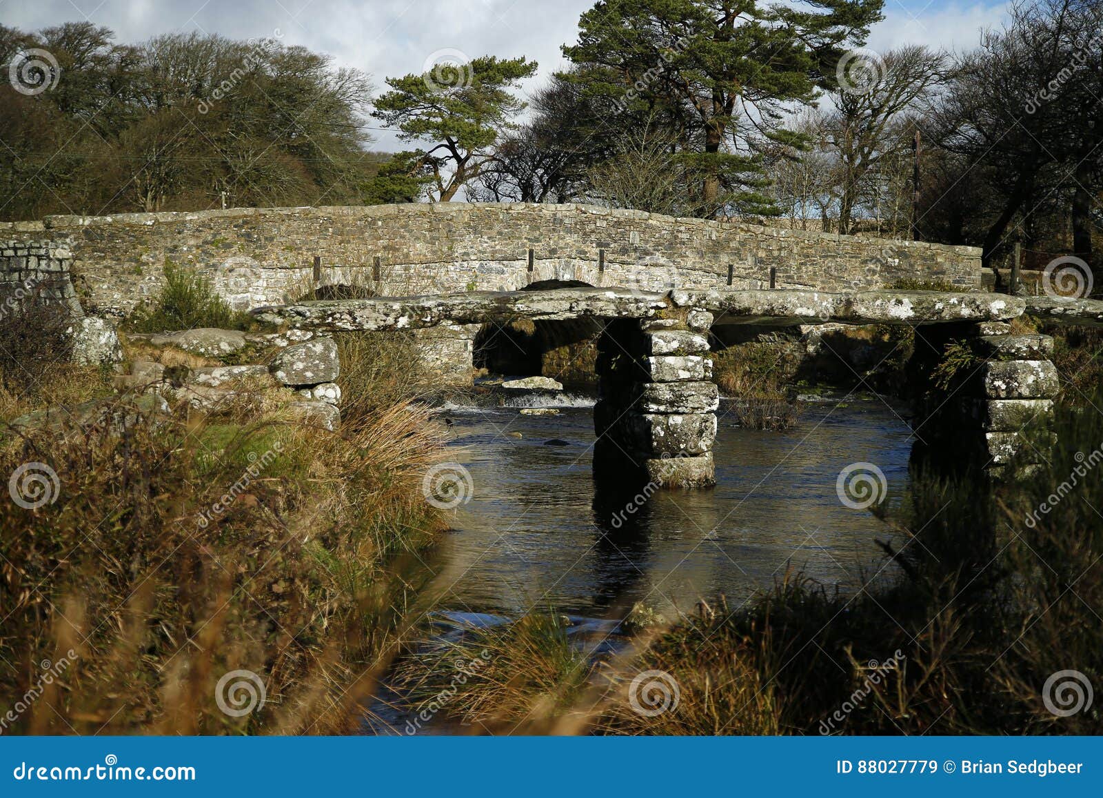 Postbridge clapper bridge stock image. Image of built - 88027779