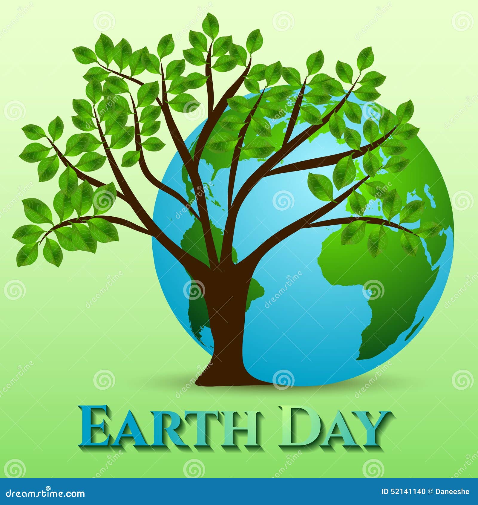 Postcard on April 22 - Earth Day. Globe with Green Tree on Green Stock ...