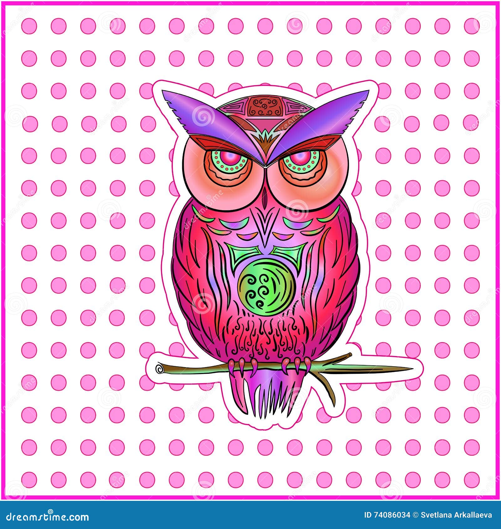 Postcard with Bright, Colorful Owls Stock Vector - Illustration of nest ...