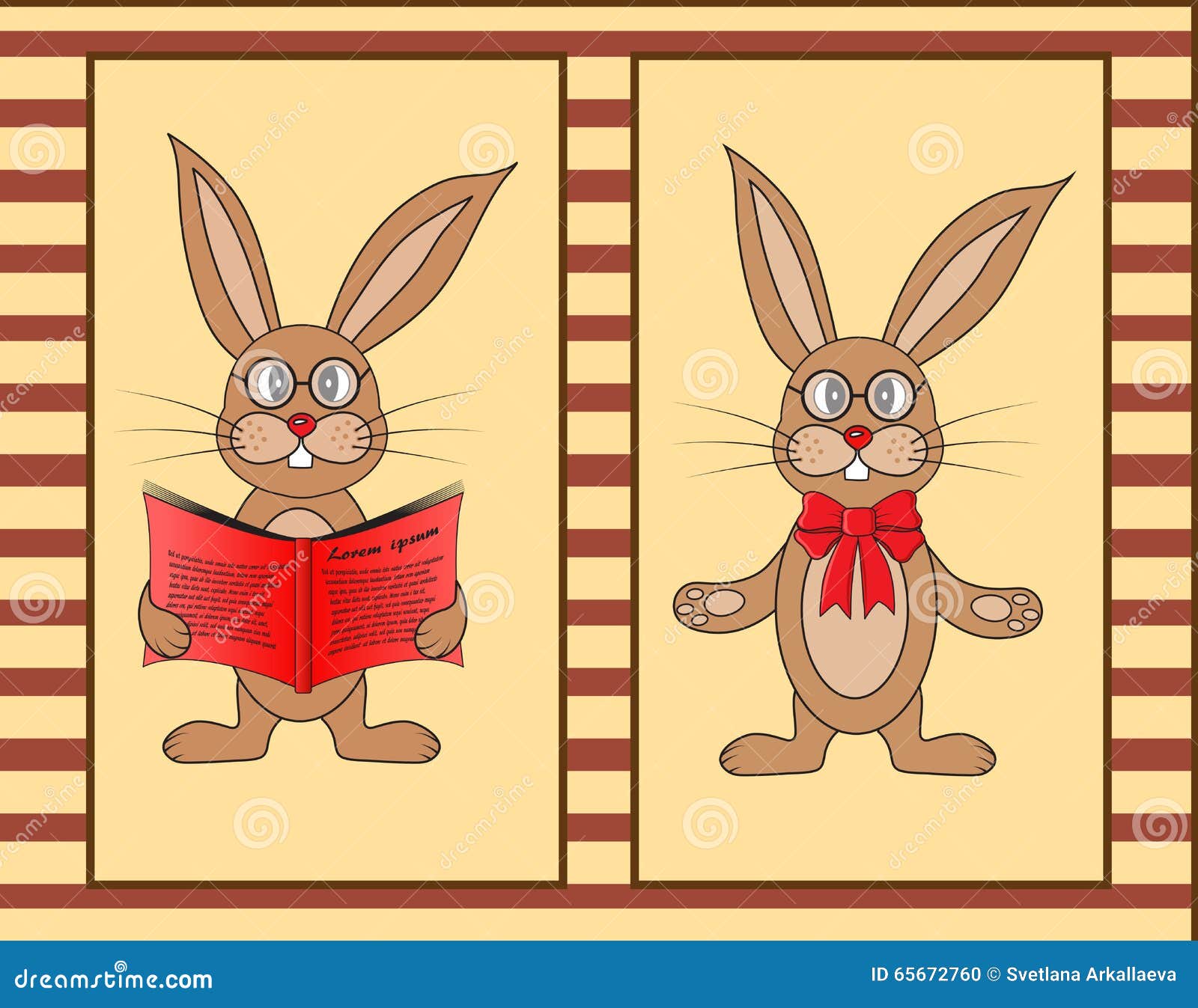 Postcard Brown Rabbit in Vector Stock Vector - Illustration of group ...