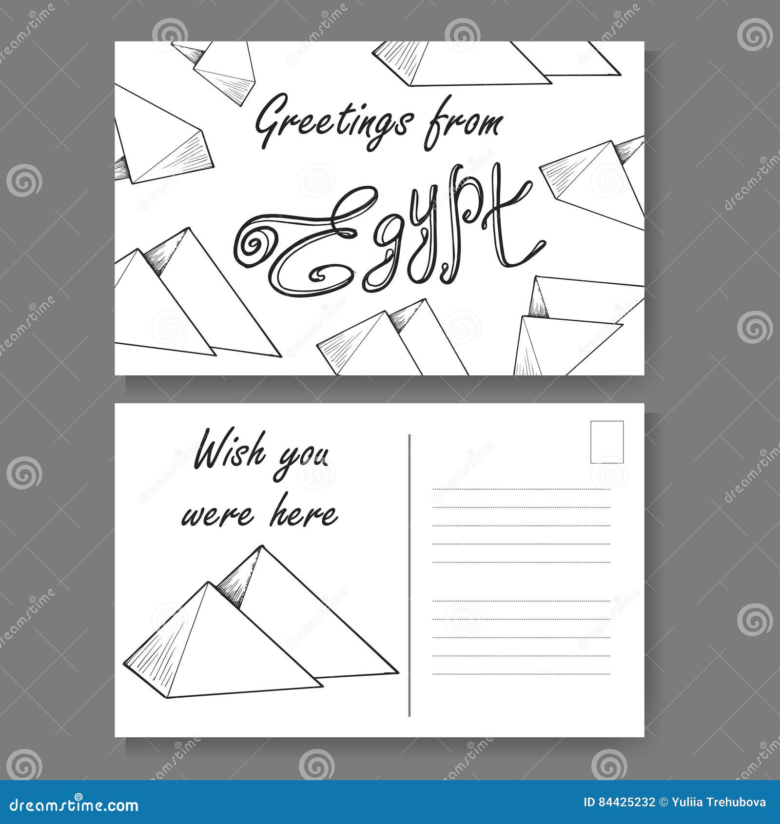 Postcard from Cairo. Hand Drawn Lettering and Sketch. Greetings from ...