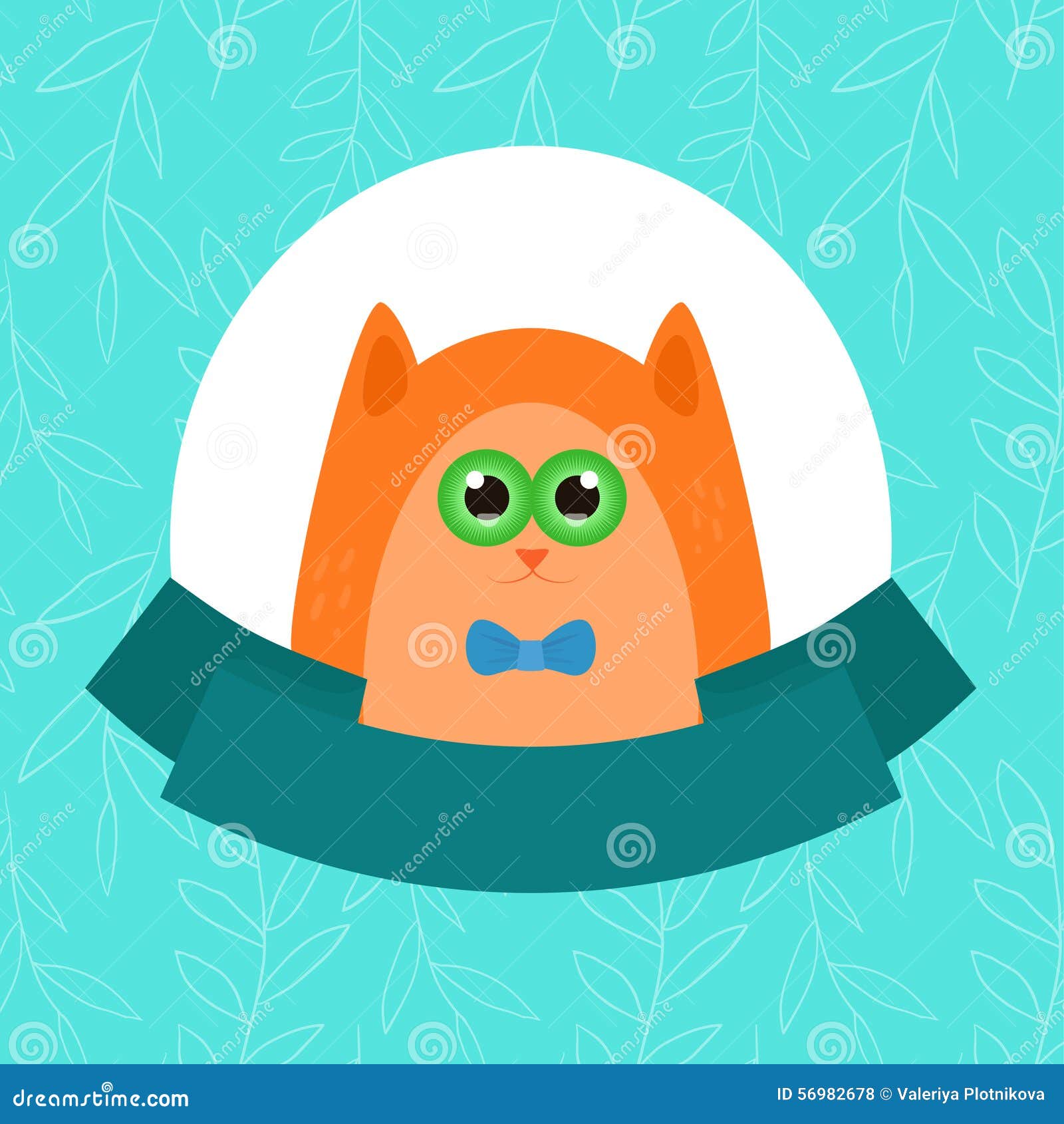 Postcard with Cartoon Cat and Ribbon Stock Vector - Illustration of ...