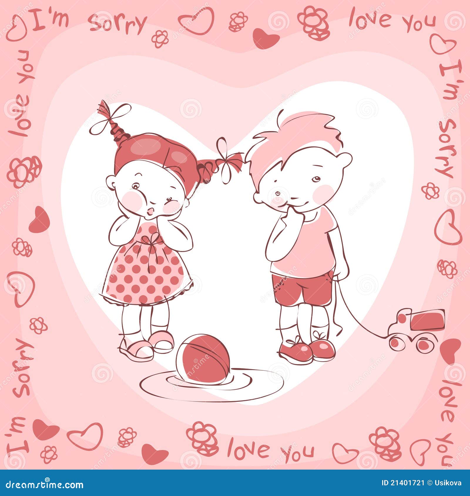 Postcard with Children. Sorry Stock Vector - Illustration of clip ...