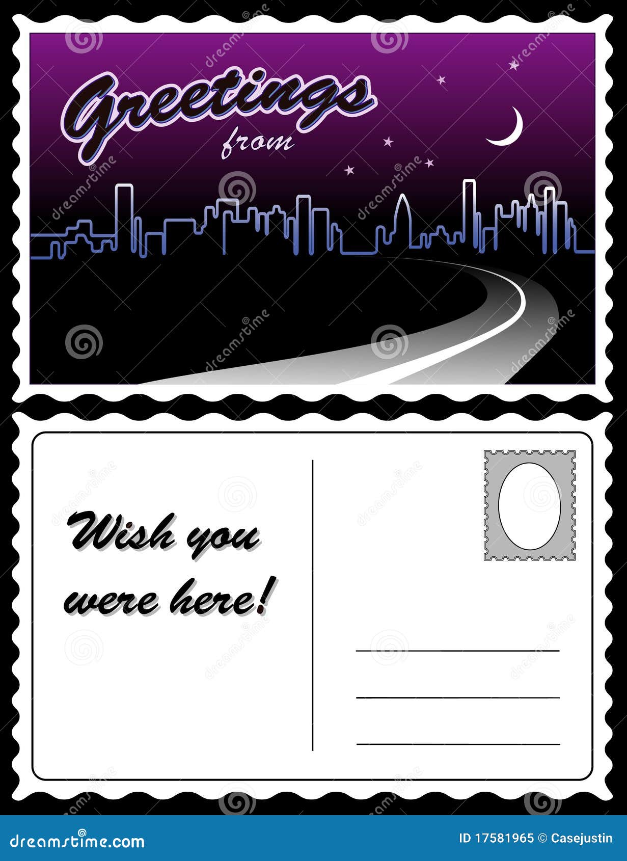 Postcard, City Skyline stock vector. Illustration of address - 17581965