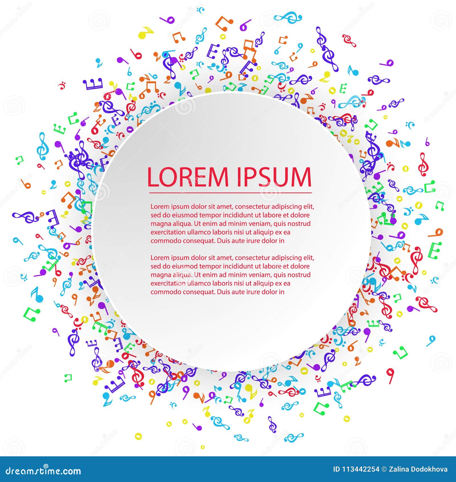 Postcard with Colorful Music Notes and Place for Text, Colorful ...