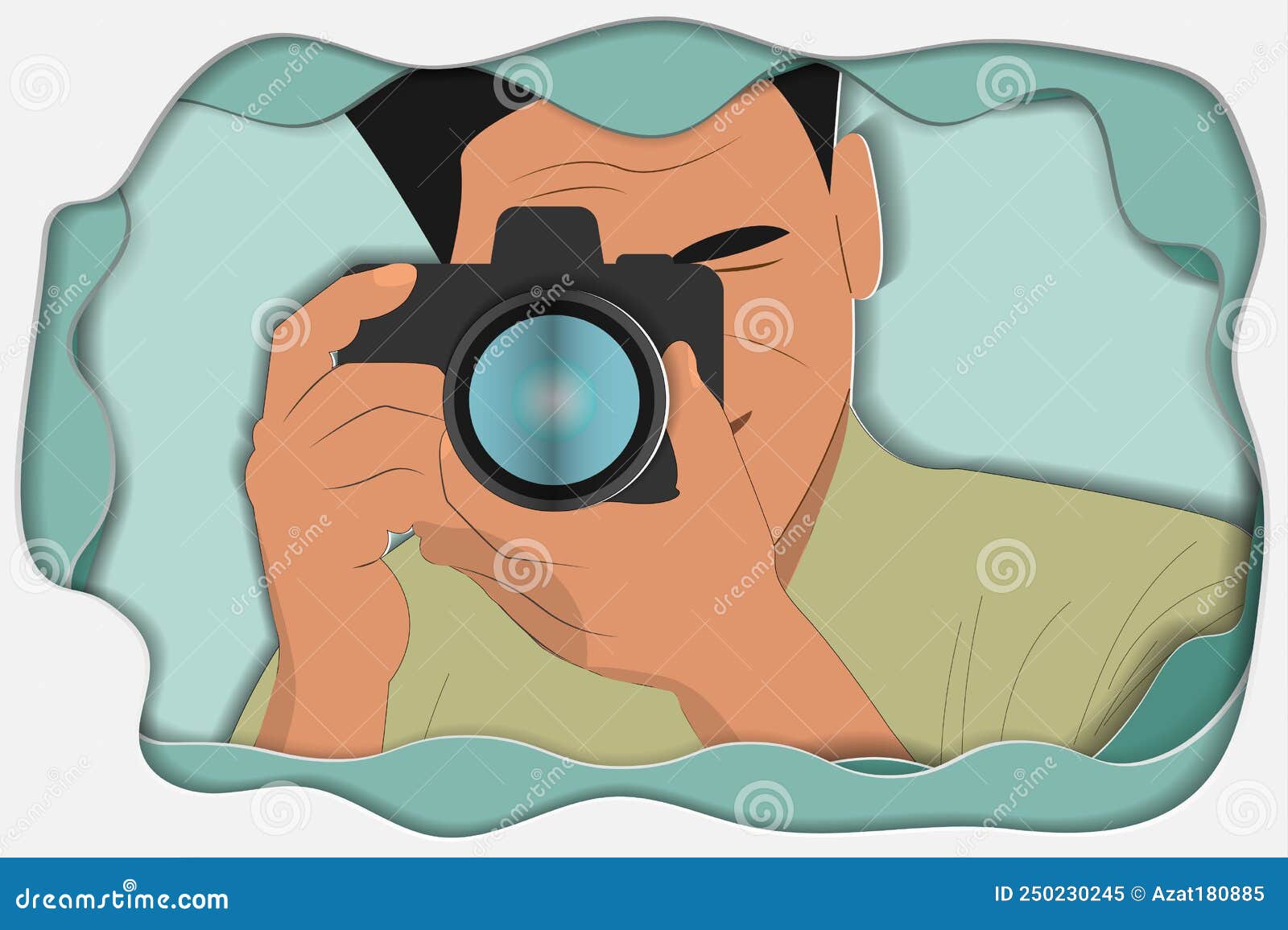 A Postcard Cut Out of Paper. Photographer with a Camera Stock ...