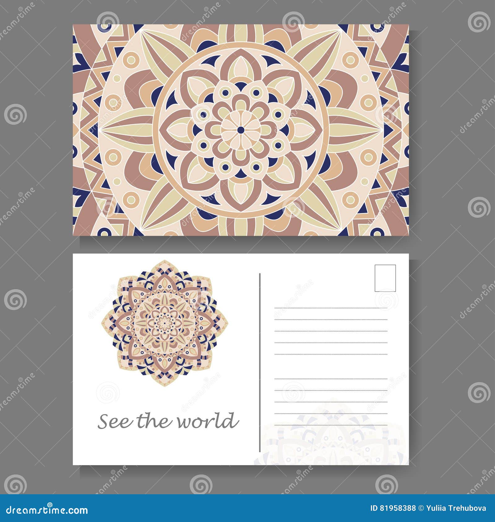 Postcard Design with Vintage Decorative Element. Template for Greering ...