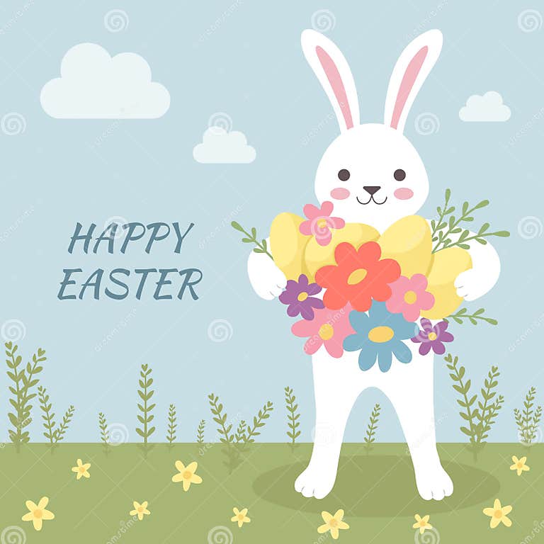 Postcard Easter Bunny stock vector. Illustration of concept - 137908565