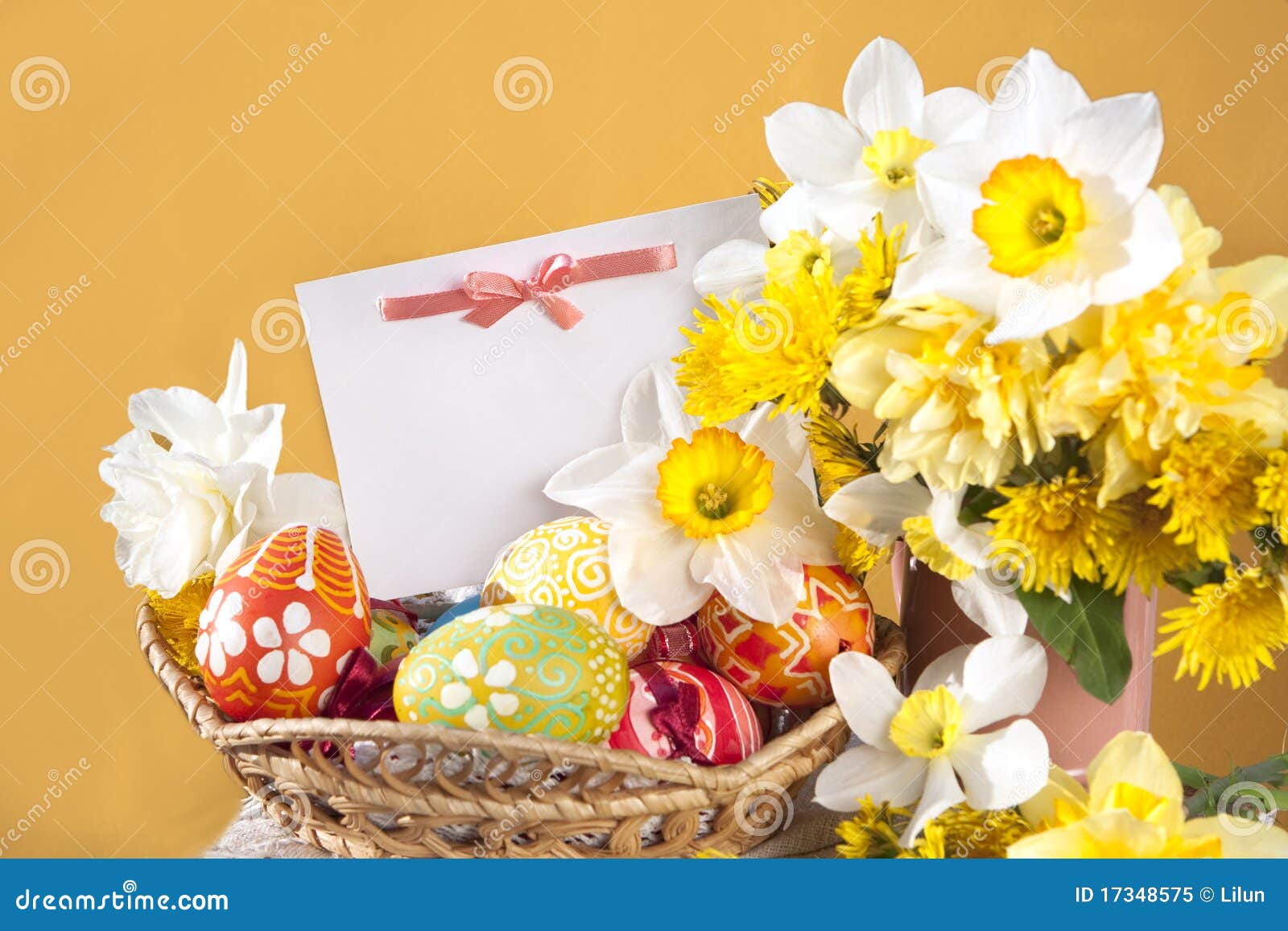 Postcard Easter and Spring Flowers Stock Image - Image of food, design ...