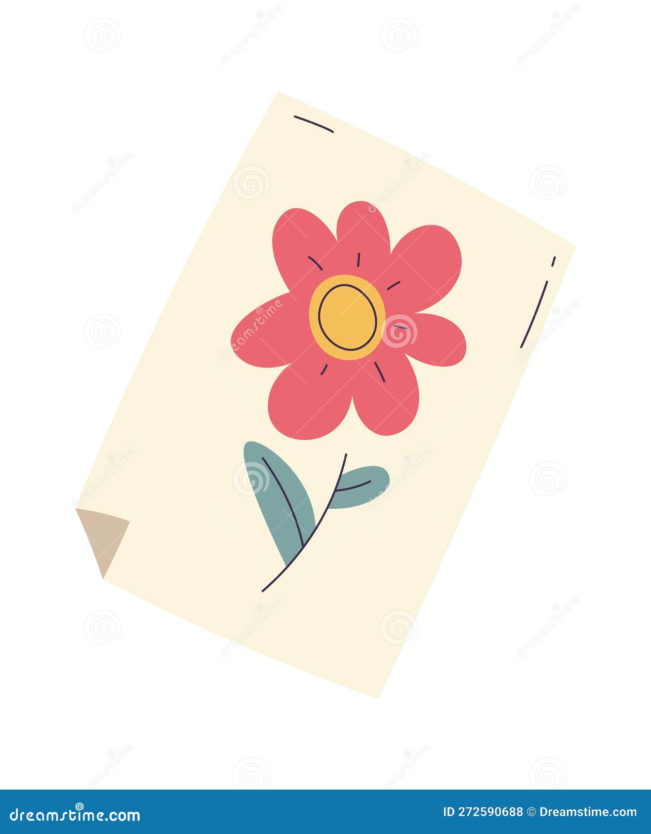 Postcard with Flower Illustration Stock Vector - Illustration of ...