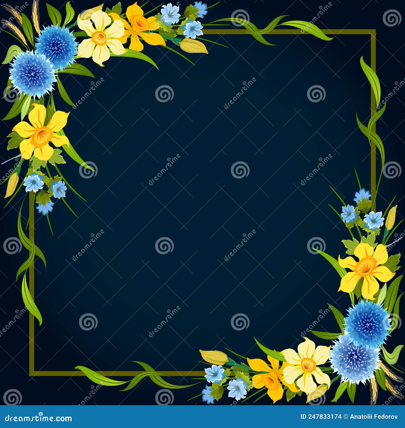 Postcard with Frame and Flowers. Stock Vector - Illustration of color ...