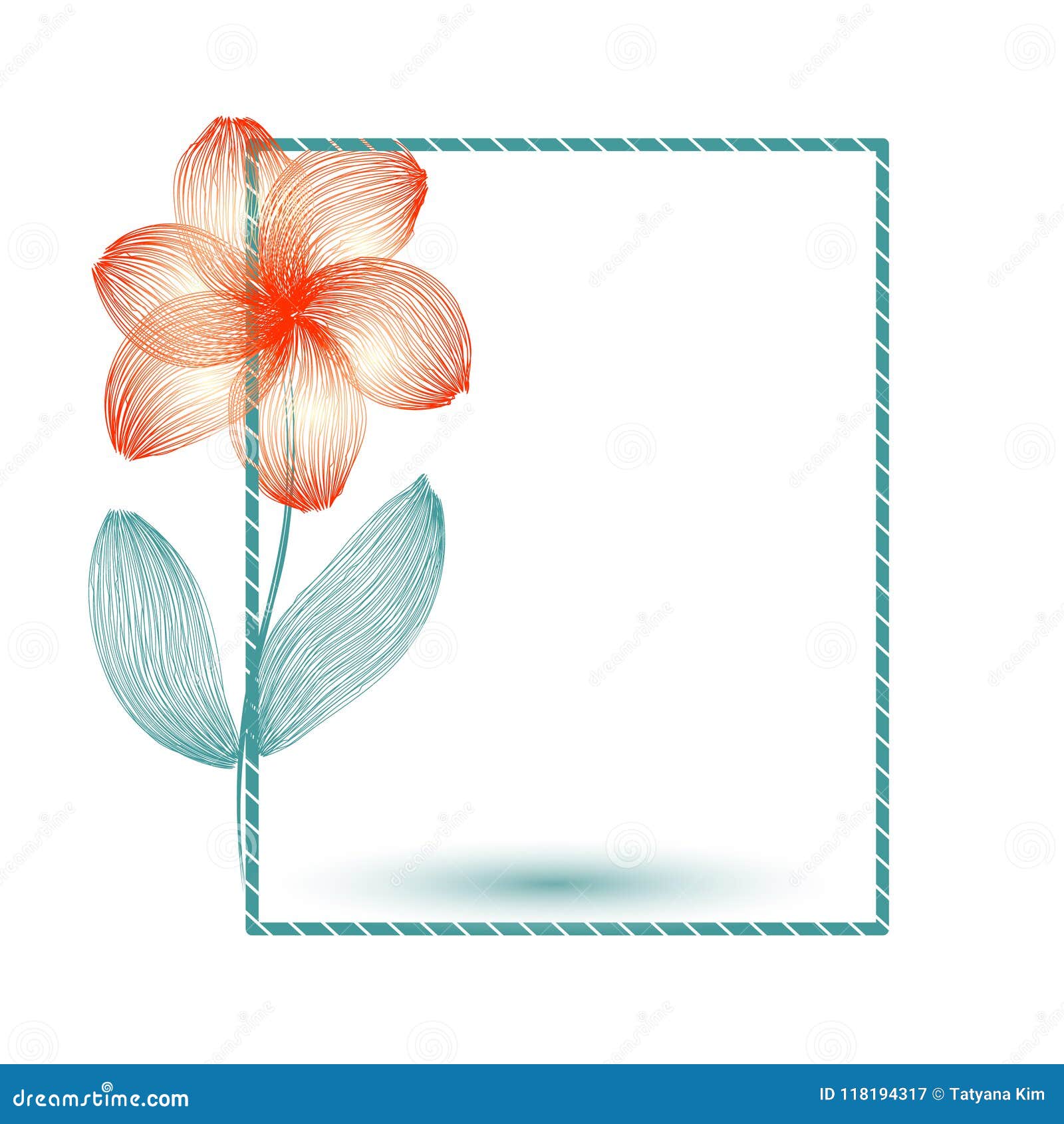 Postcard, Frame with One Flower. Drawing of Multiple Lines Stock ...