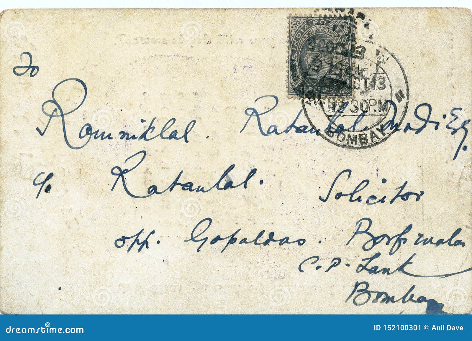 Vintage British Raj 1913 Indian Post Card Way of Communication for ...