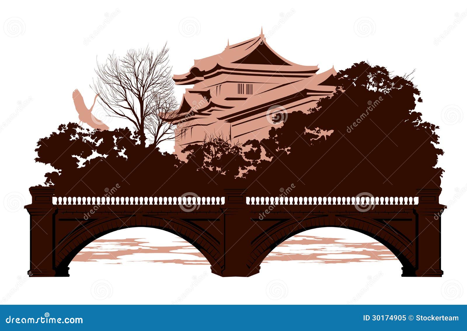 Postcard Japanese Houses Bridge Stock Illustrations – 2 Postcard ...