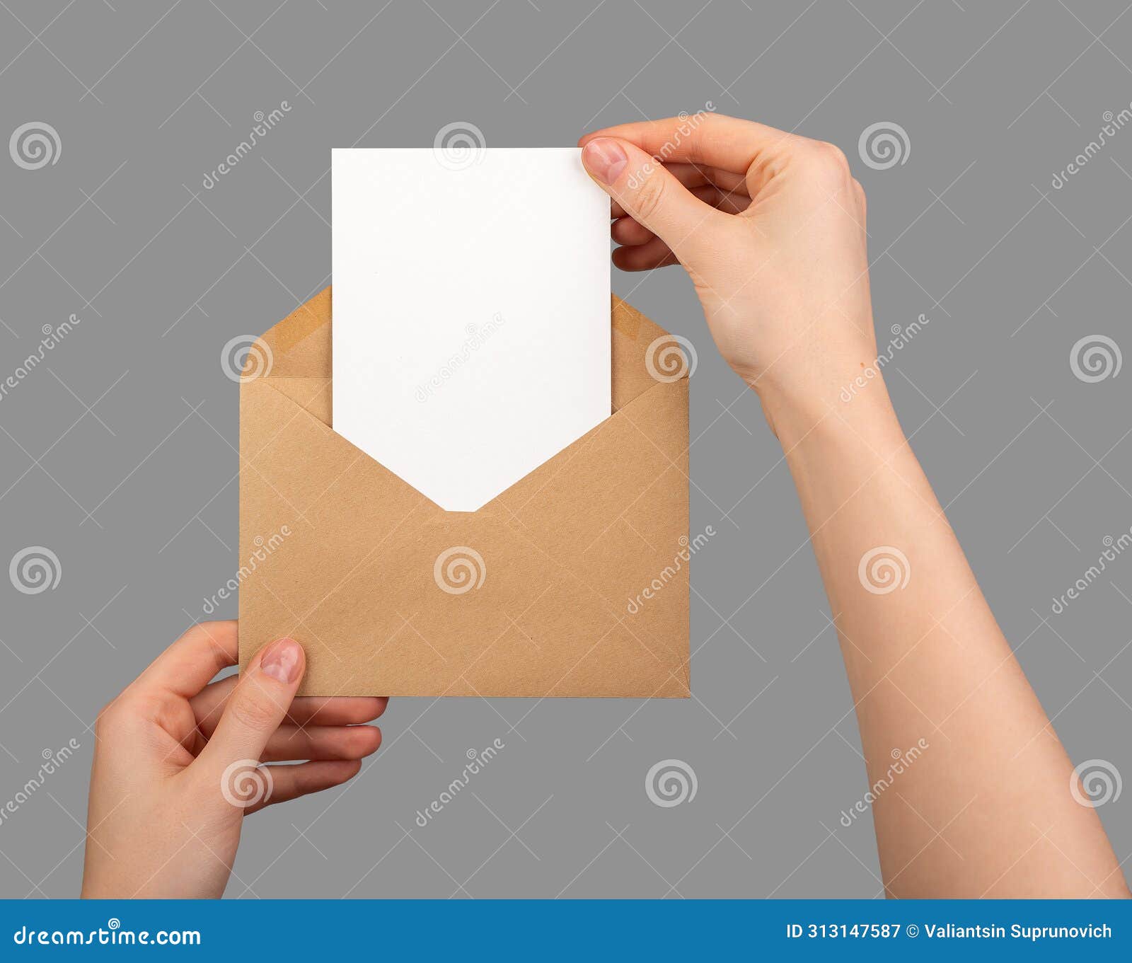 Postcard Mockup, Vertical Blank Card Taking from Paper Envelope on ...
