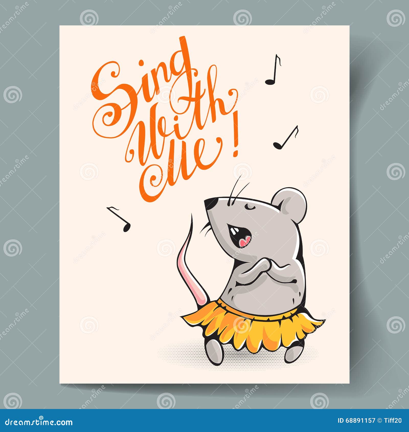 Postcard with a mouse stock vector. Illustration of print - 68891157