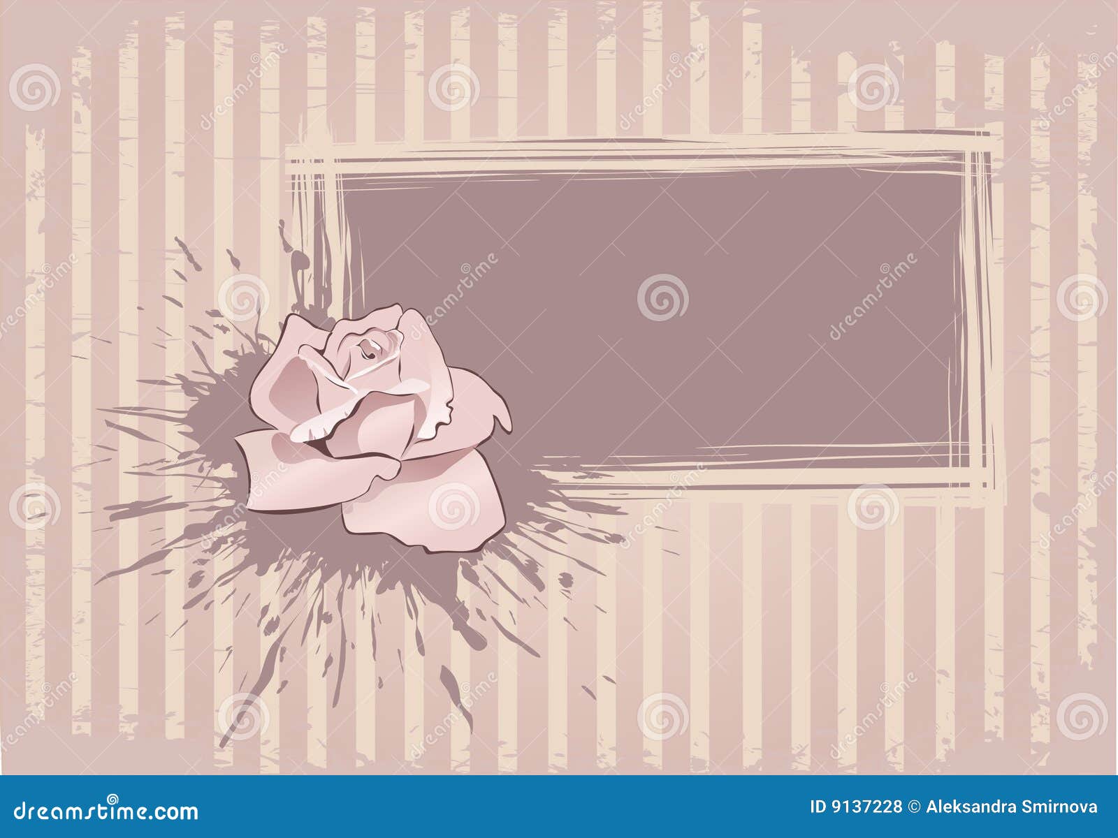 Postcard with pink rose stock vector. Illustration of blot - 9137228