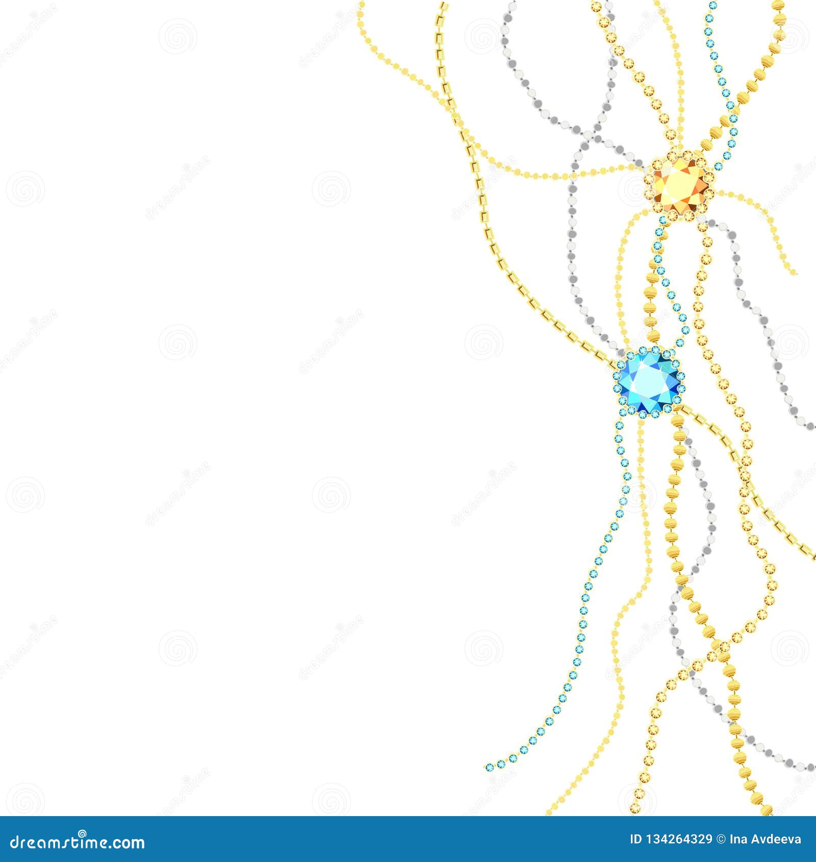 Set of Gold and Silver Chains with Diamonds. Stock Vector ...