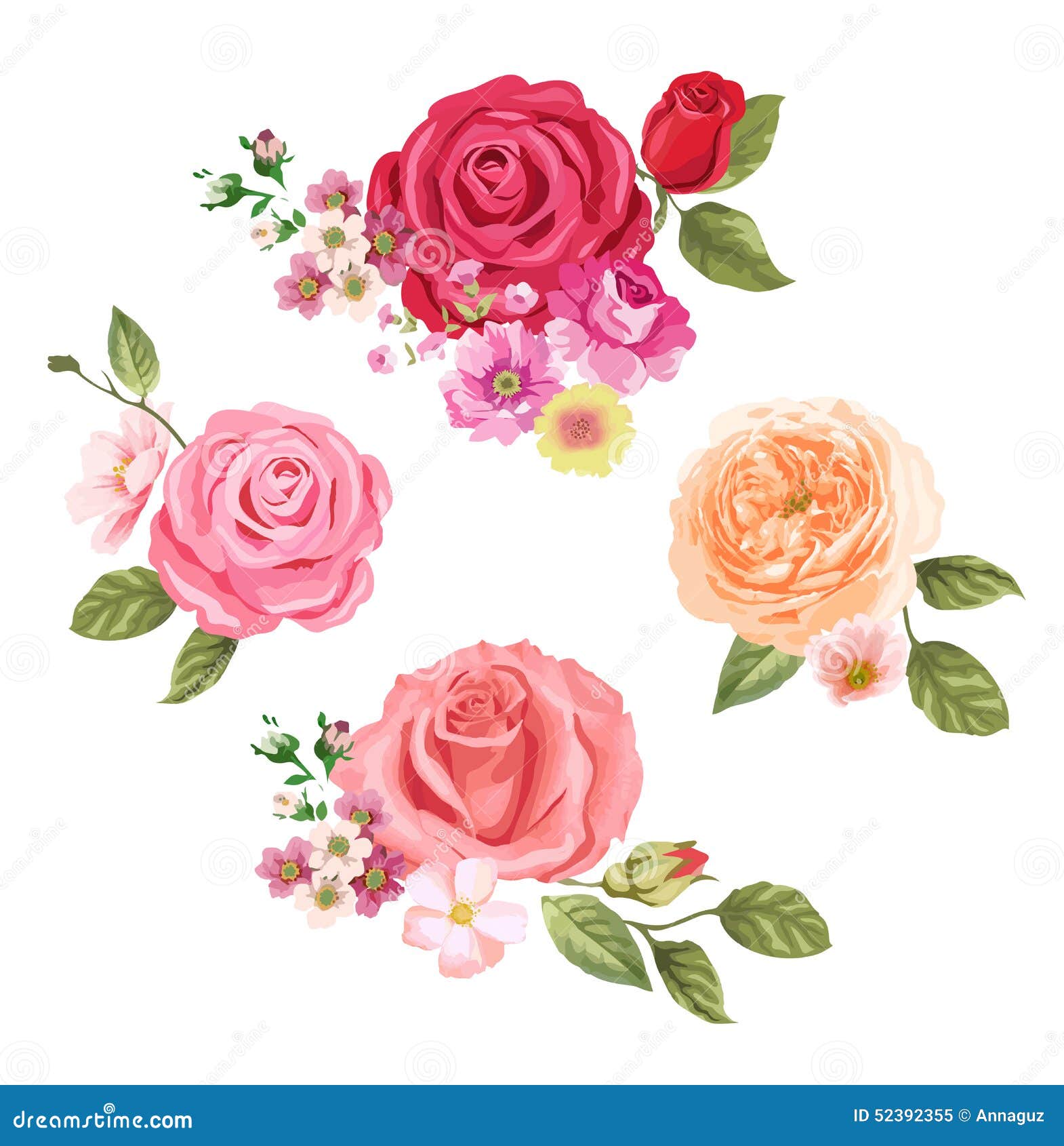Postcard with Roses. Floral Background. Design Composition Stock Vector ...