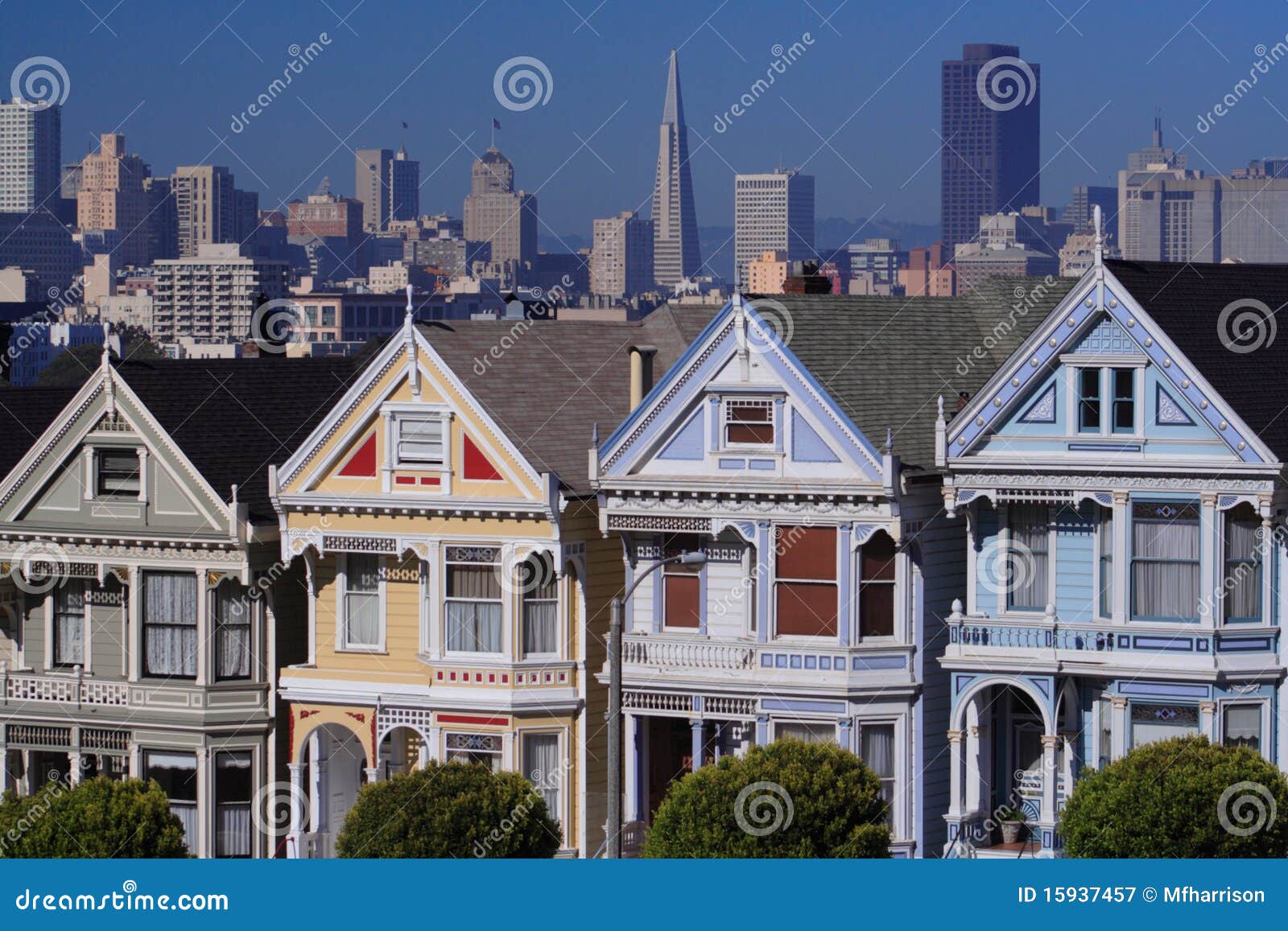 Postcard Row, San Francisco Stock Image - Image of houses, terrace ...