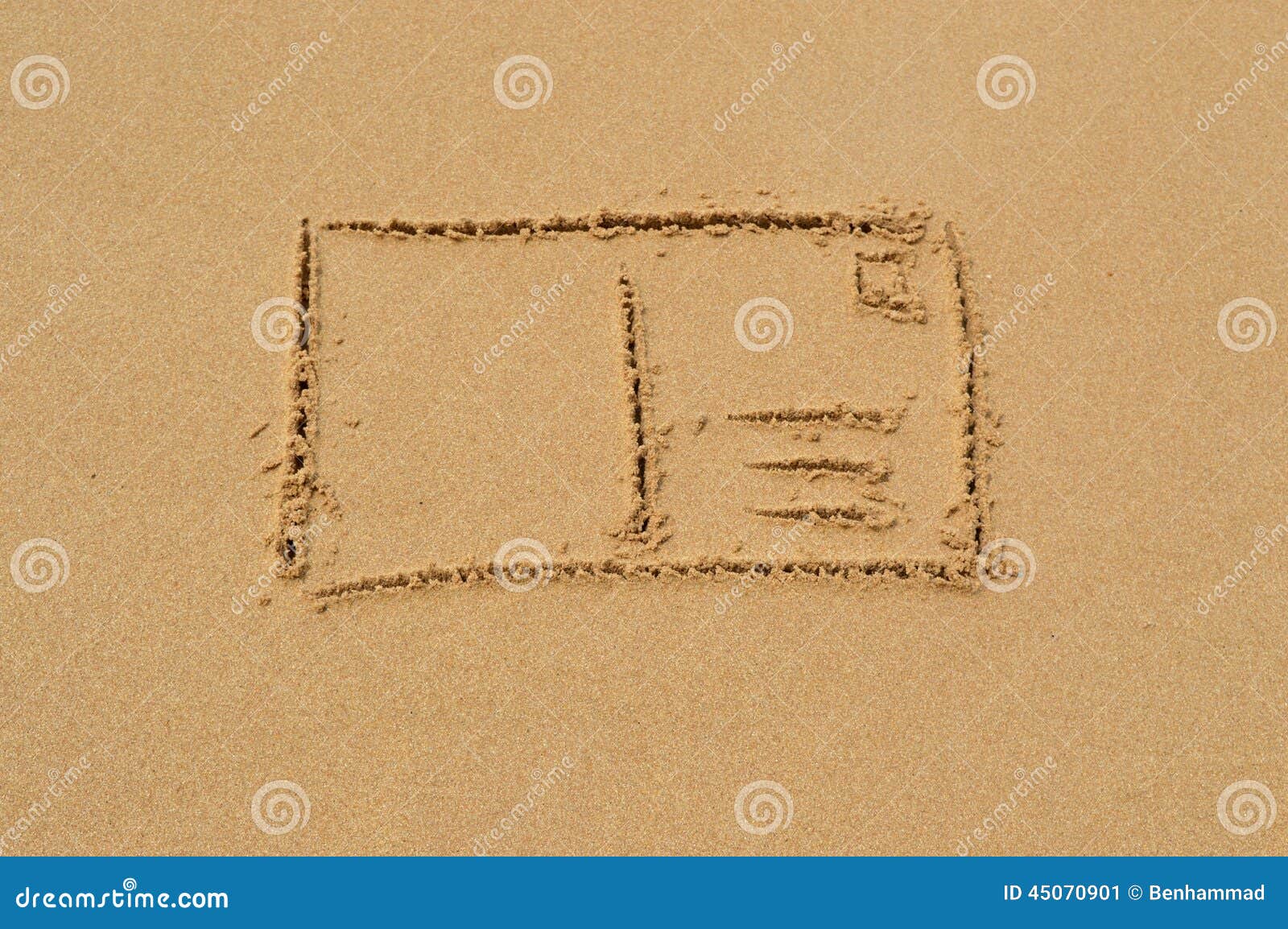 Postcard in the sand stock image. Image of beach, travel - 45070901