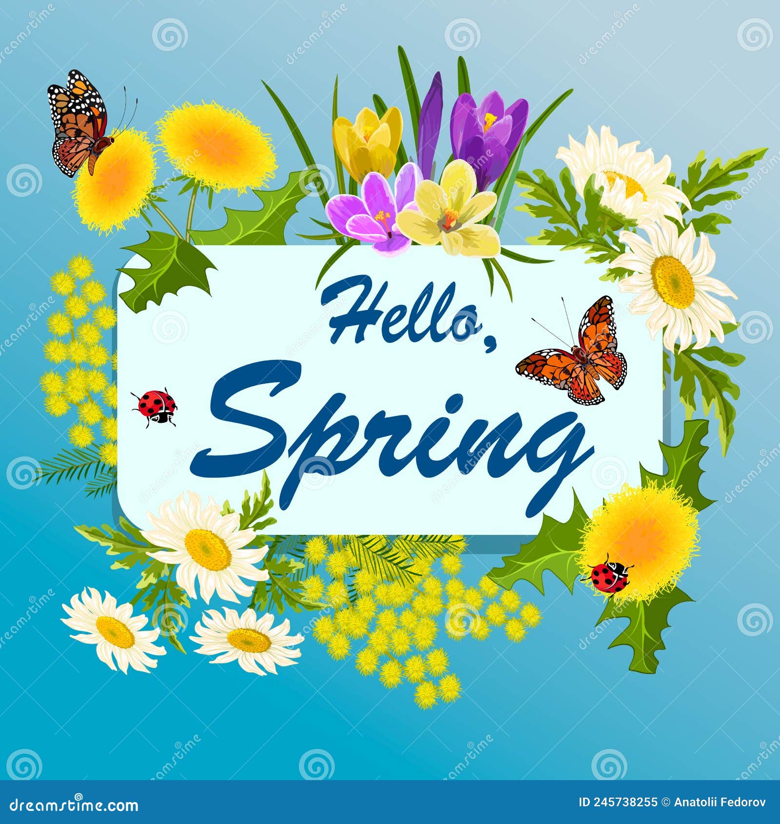 Postcard with Spring Flowers. Stock Vector - Illustration of exotic ...