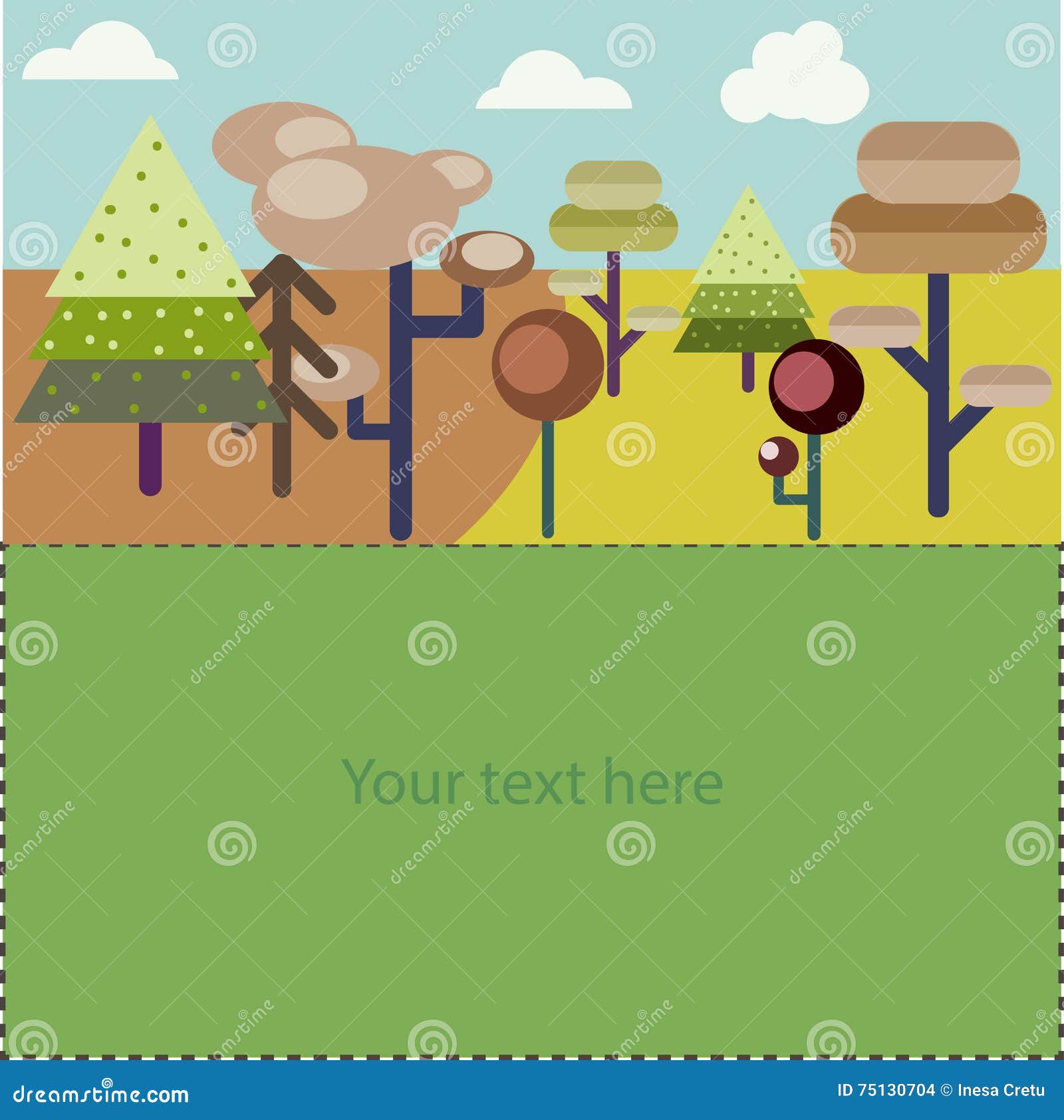 Postcard Template with Autumn Forest Stock Vector - Illustration of ...