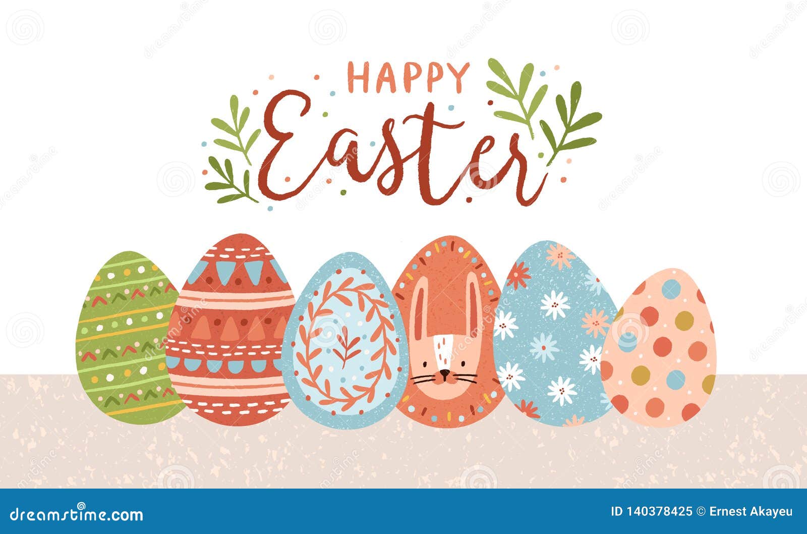 Postcard Template with Happy Easter Lettering Handwritten with ...