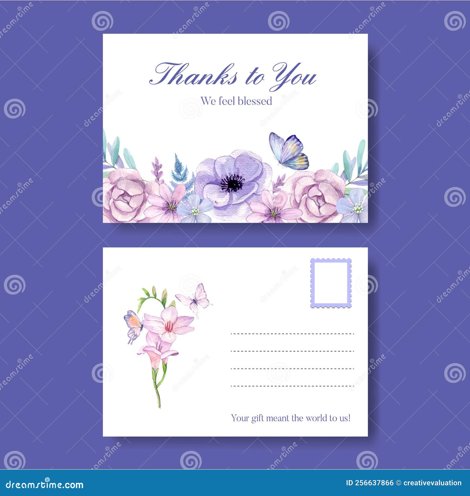 Postcard Template with Peri Spring Flower Concept,watercolor Style ...