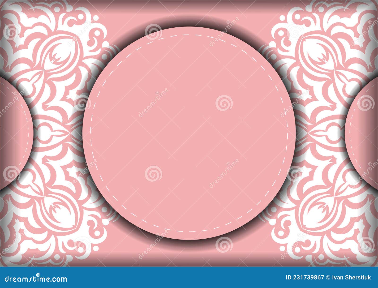 Postcard Template in Pink Color with Abstract White Pattern Prepared ...