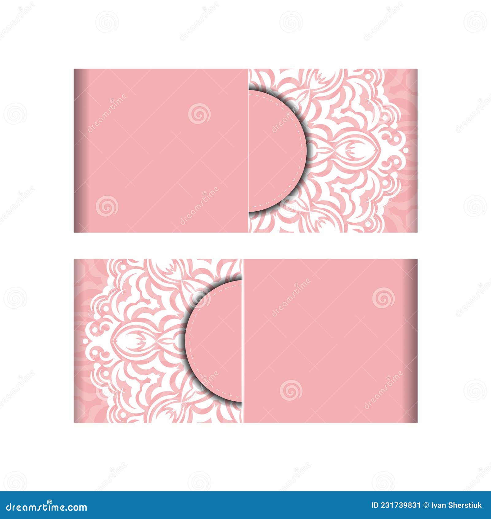 Postcard Template in Pink Color with an Abstract White Pattern for Your ...