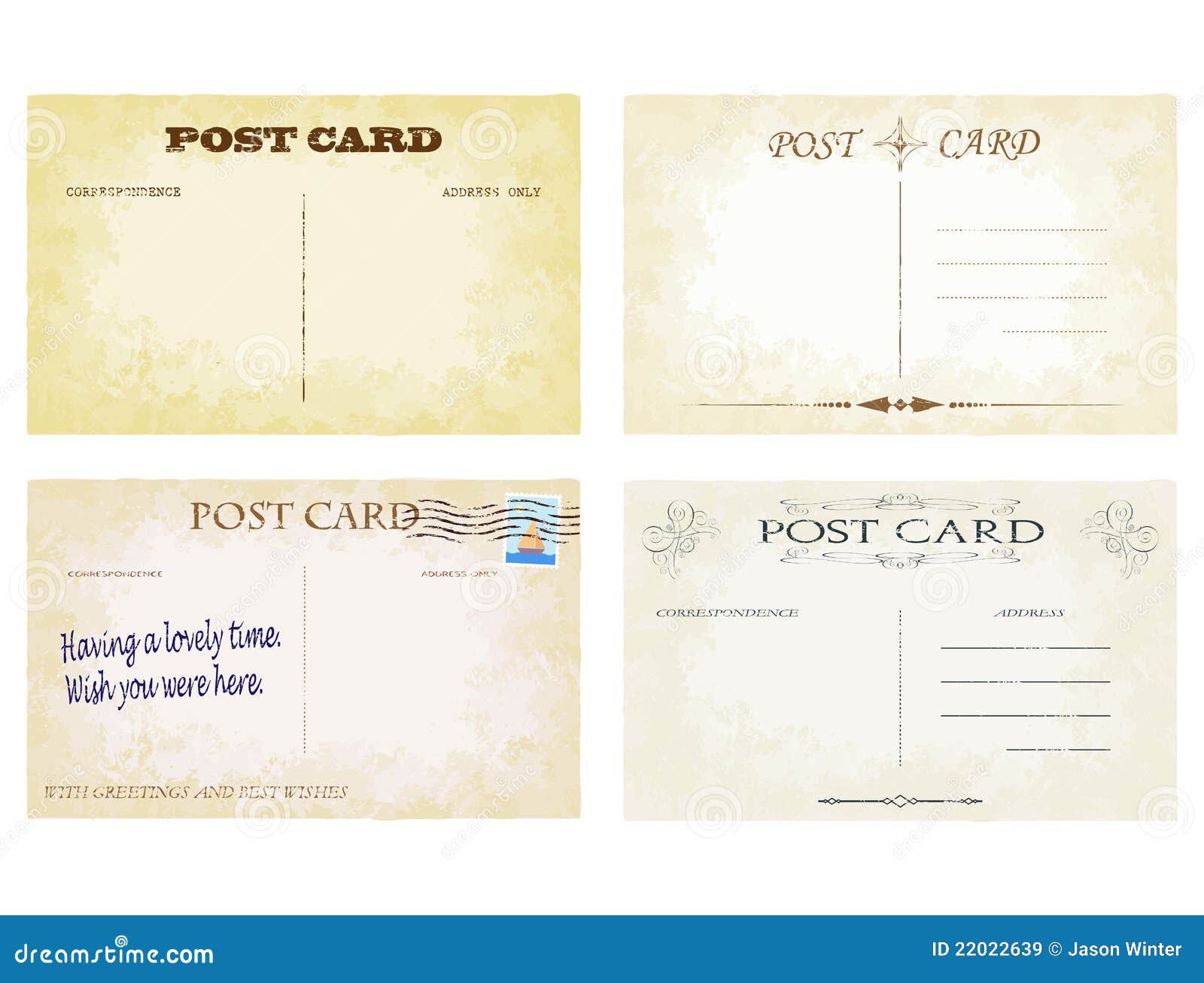 Postcards stock vector. Illustration of worn, vintage - 22022639