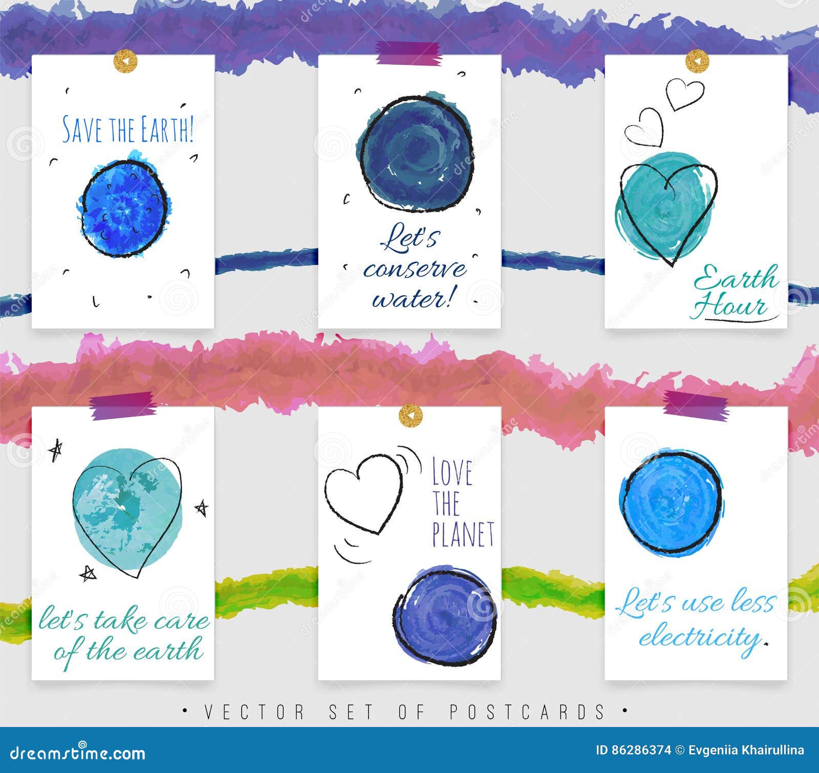 Postcards with planets stock vector. Illustration of international ...