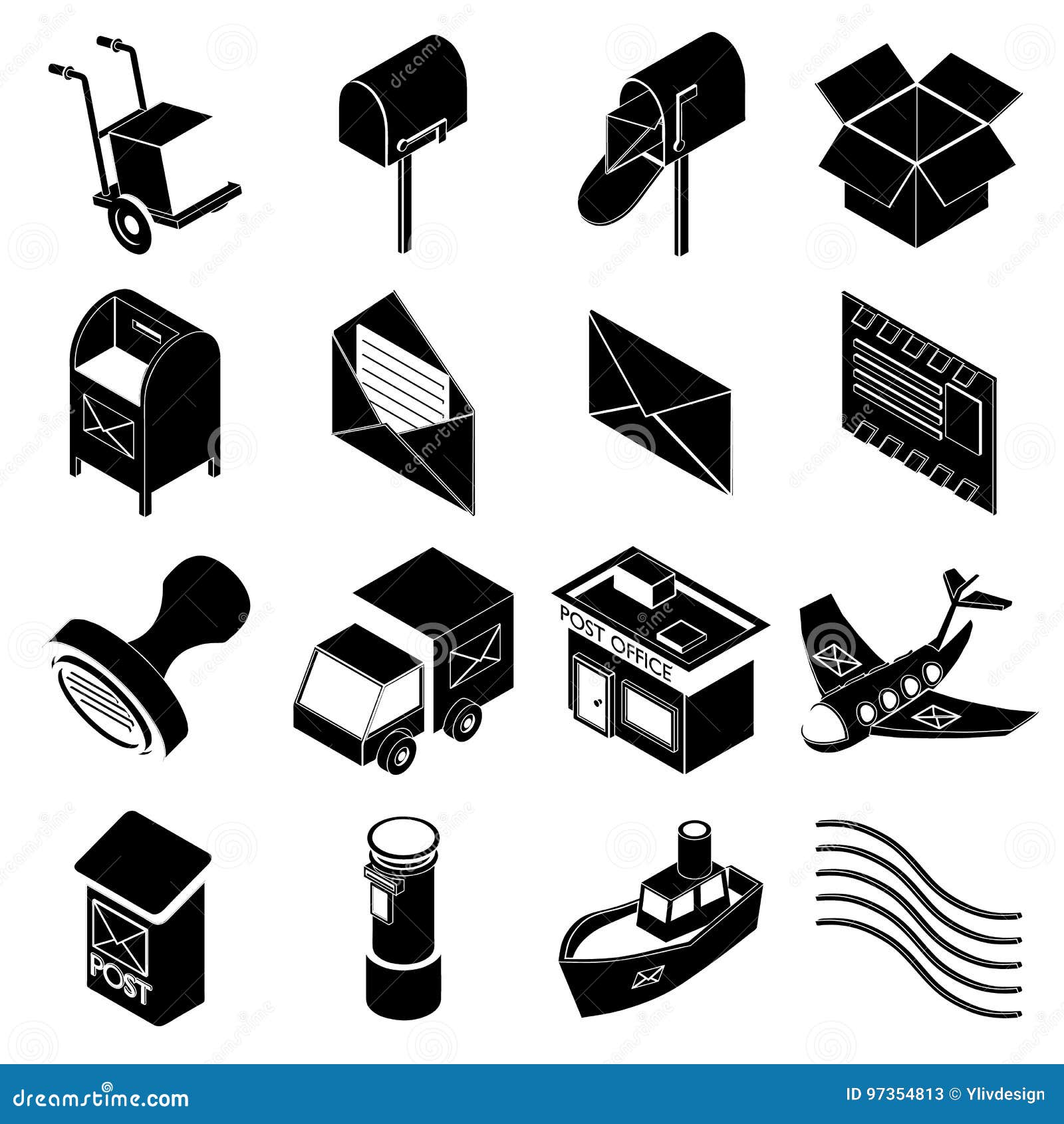 Poste Service Icons Set, Simple Style Stock Vector - Illustration of ...