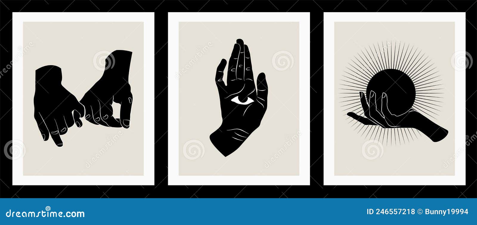 Abstract Poster Collection with Hands. Set of Contemporary Scandinavian ...