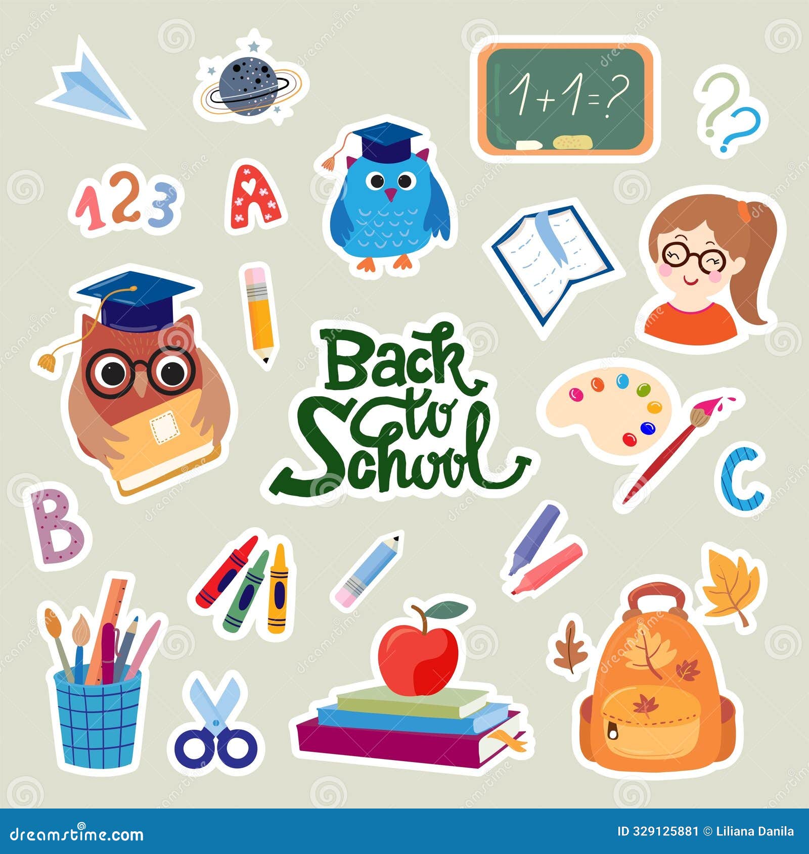 Back To School Stickers Supplies, Vector Design Stock Vector ...