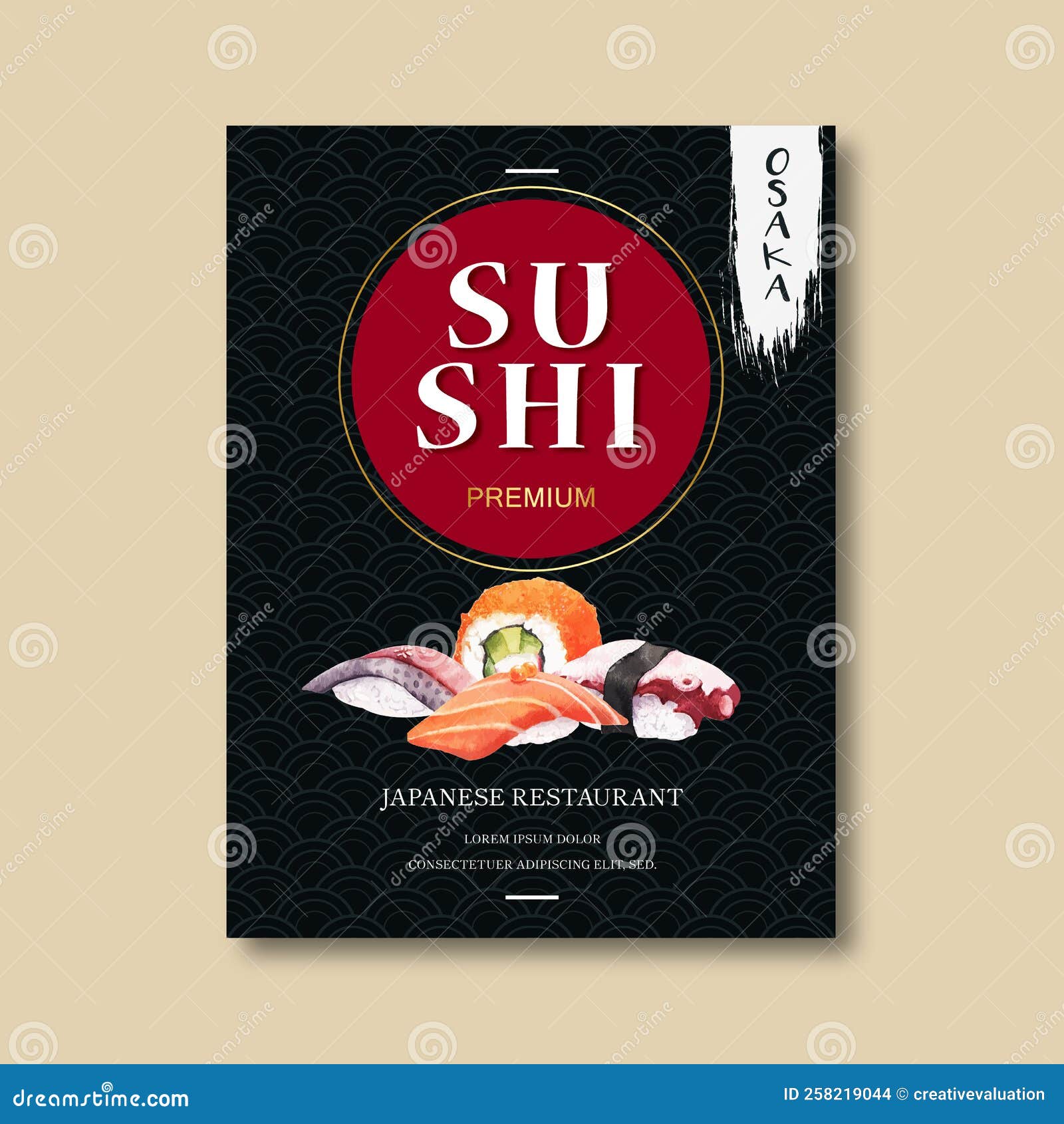 Poster for Advertisement of Sushi Restaurant. Vector Illustration ...